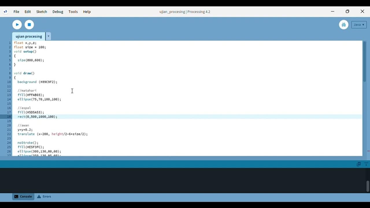 tutorial membuat animasi bergerak di processing #UJIANPROCESSING - YouTube