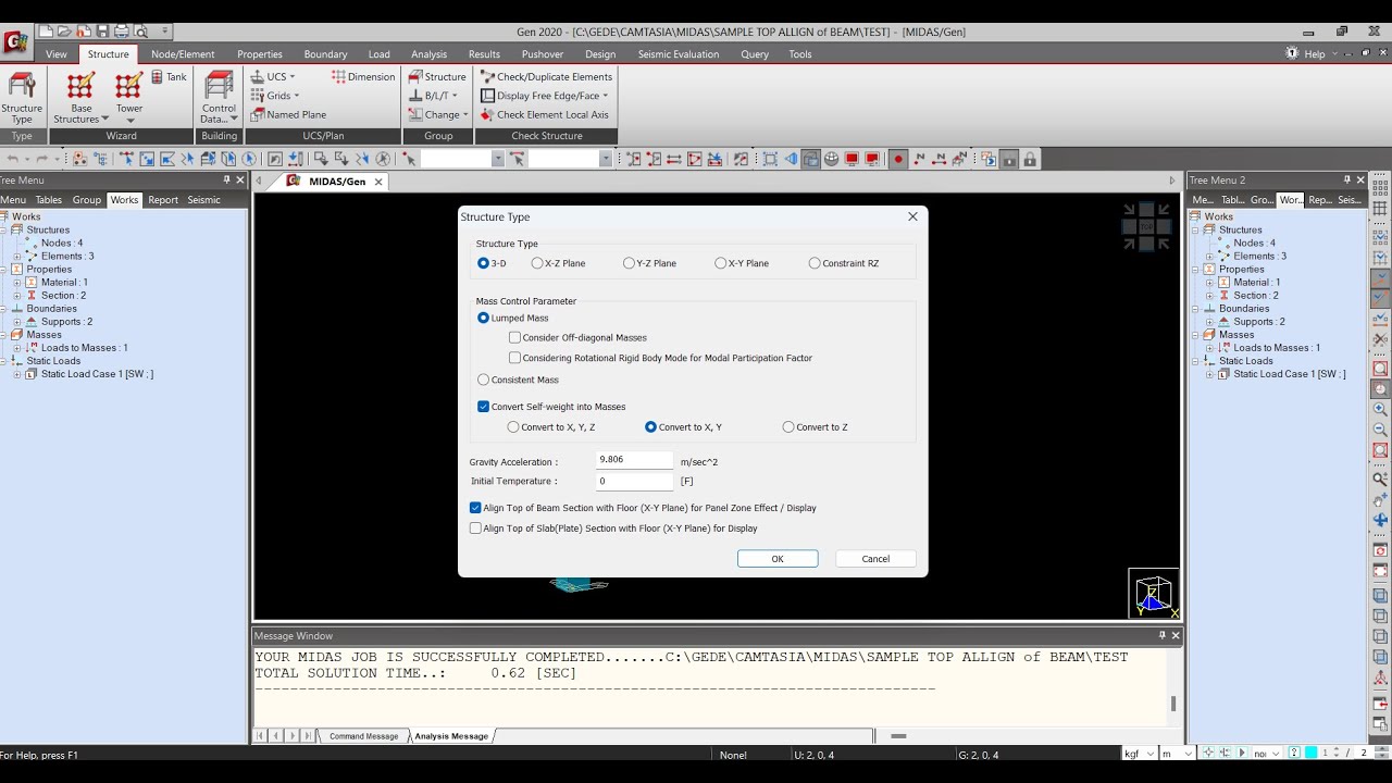 MIDAS GEN - ALIGN TOP SECTION OF BEAM WITH FLOOR - YouTube