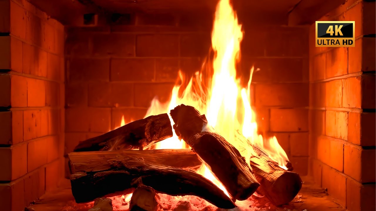 Fireplace 4K No Ads - Warm & Soothing Fire Sounds for Stress Relief ...