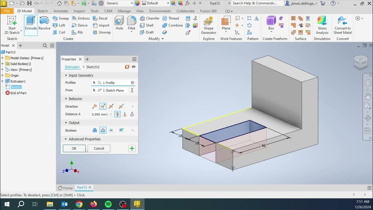 Autodesk Inventor: Create the Right Angle Bracket - YouTube