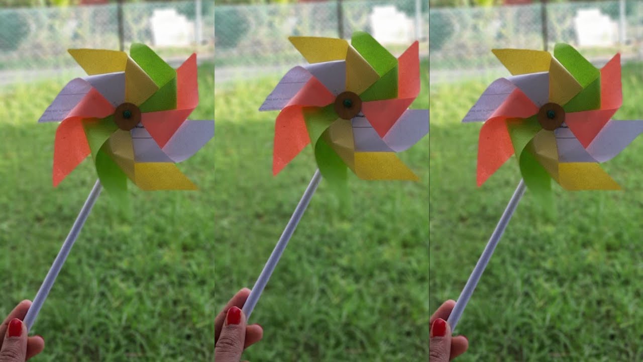 DIY PAPER WINDMILL THAT SPINS || PINWHEEL || ML CRAFTS # 11 - YouTube