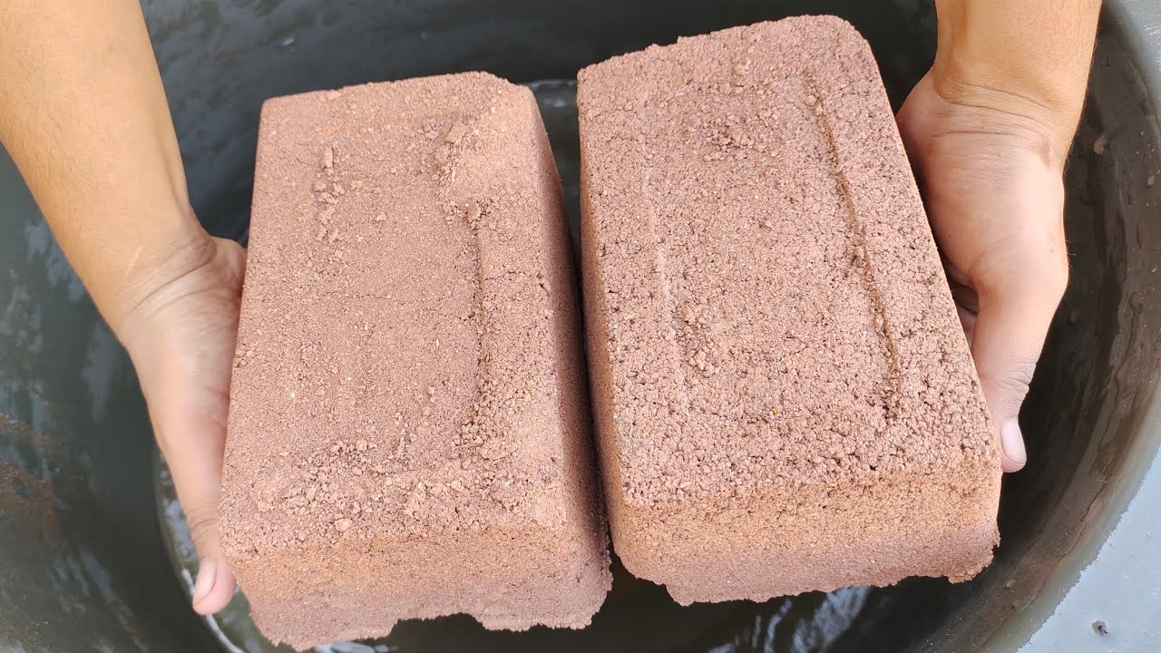 New Pure Reddirt Bricks 🧱 crumbling and dipping in water mixing also # ...