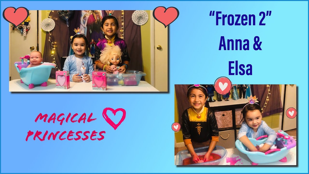 Frozen 2 Anna & Elsa play with bath tub, dolls, and bath bomb - YouTube