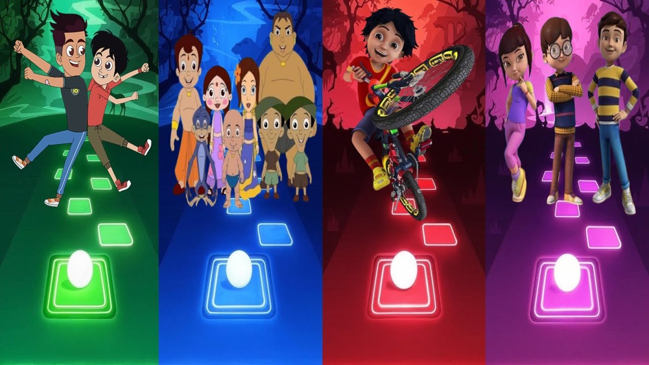 Chikoo and Bunty Vs Chhota Bheem Vs Shiva Vs Rudra - Tiles Hop EDM Rush ...