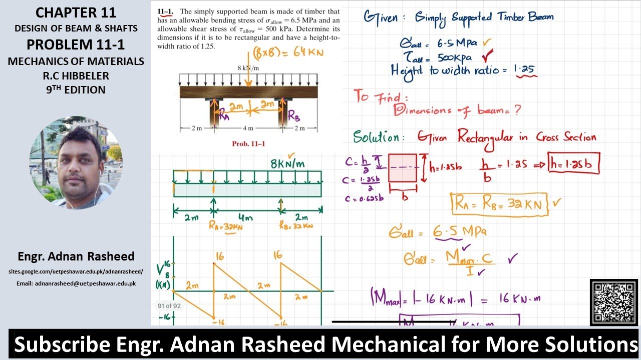 11-1 Design of beam and shaft| Mechanics of Materials RC Hibbeler - YouTube