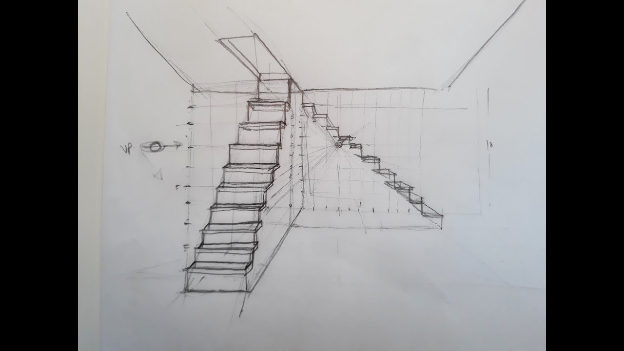 Stairs in 1 point Perspective - YouTube