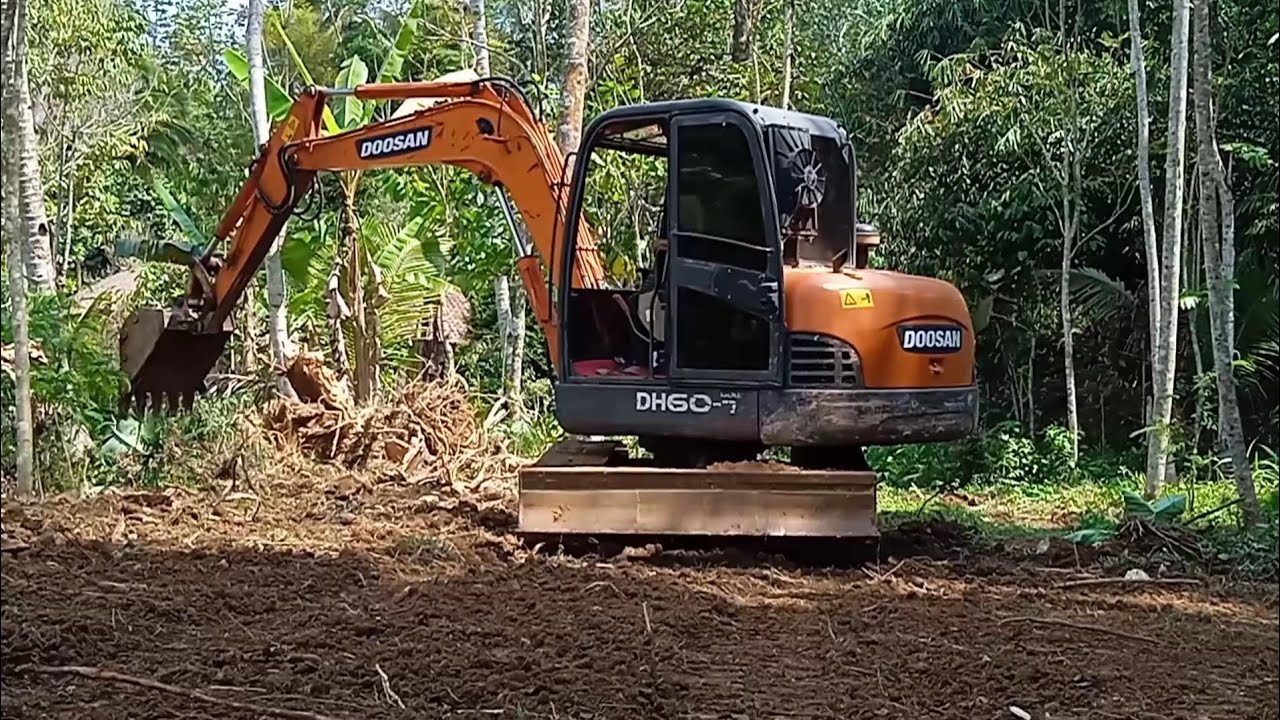 Doosan DH60-7 Excavator Working Land Clairing. - YouTube