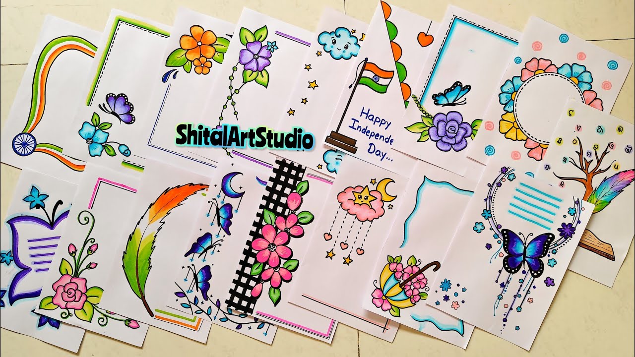 20 BEAUTIFUL BORDER DESIGNS/PROJECT WORK DESIGNS/A4 SHEET/FILE/FRONT ...