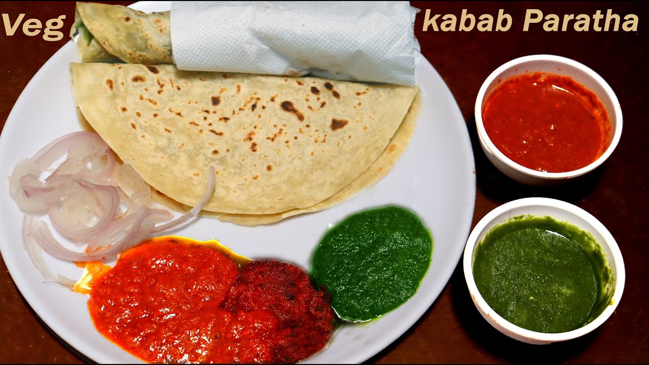 लखनवी कबाब पराठा veg kabab paratha roll recipe in hindi +chutney Green ...