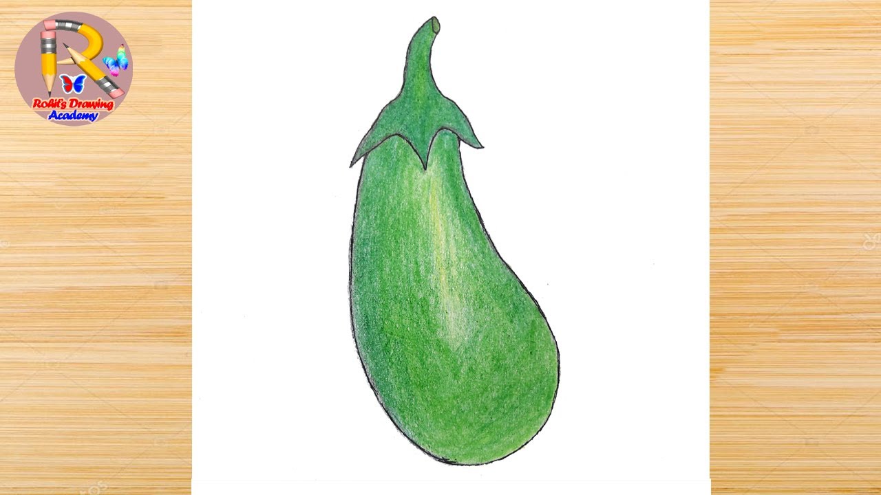 How to draw a Brinjal step by step | Easy Brinjal drawing for kids ...