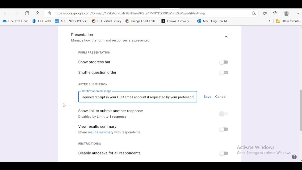 Google form settings for experiments - YouTube