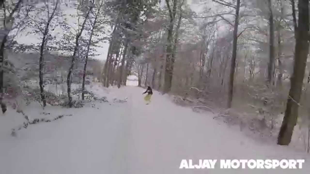 Snowboarding behind Quad / ATV CF Moto Terralander 500 - YouTube