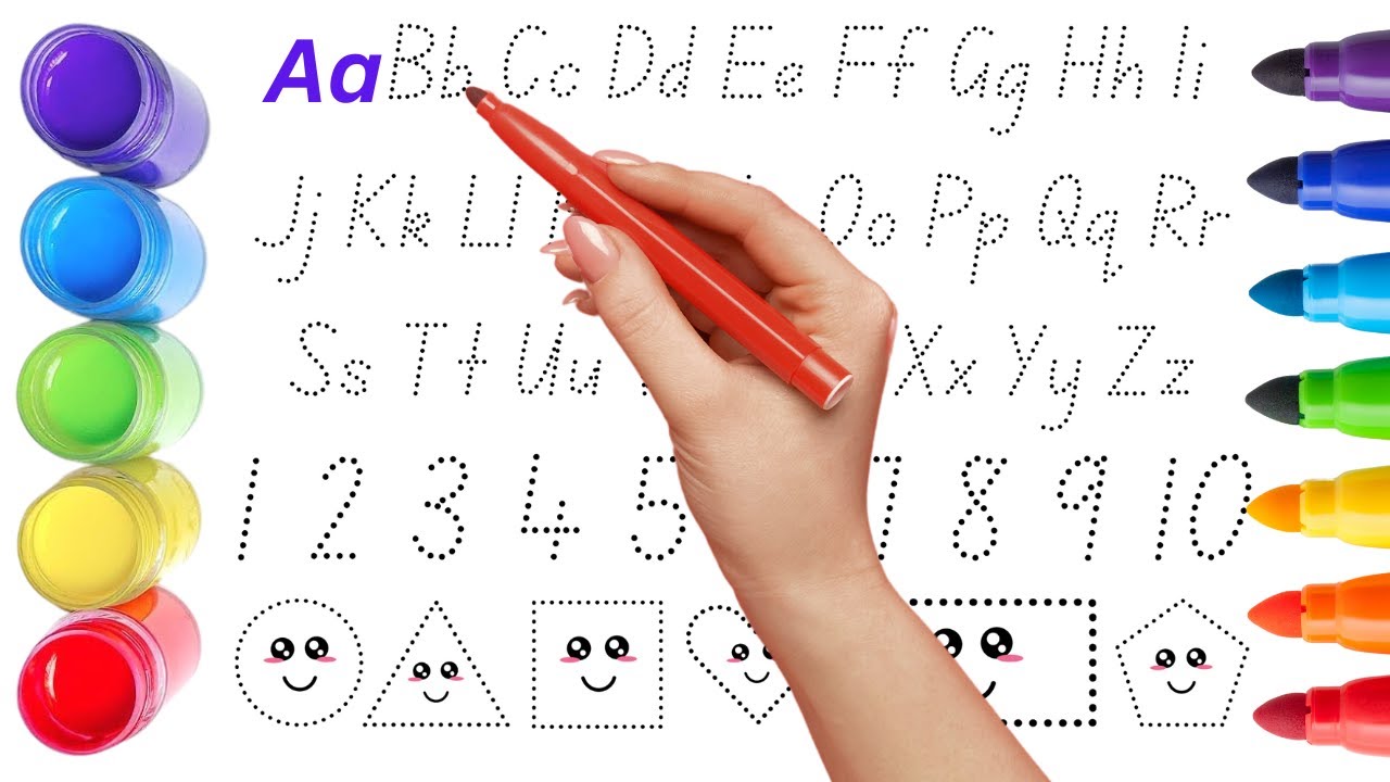 Fun and Educational Dotted Tracing abcd,shapes,123 for Kids | Number ...