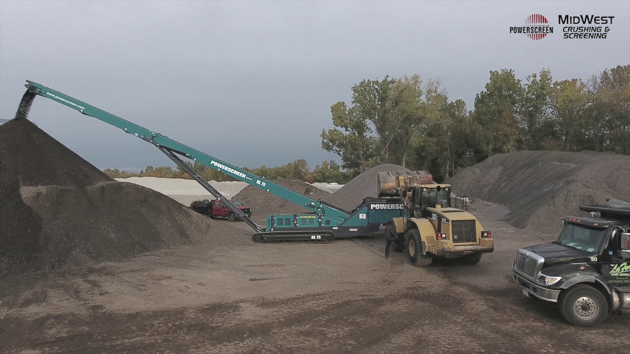 Powerscreen HL75 Stacker stockpiling asphalt millings - YouTube