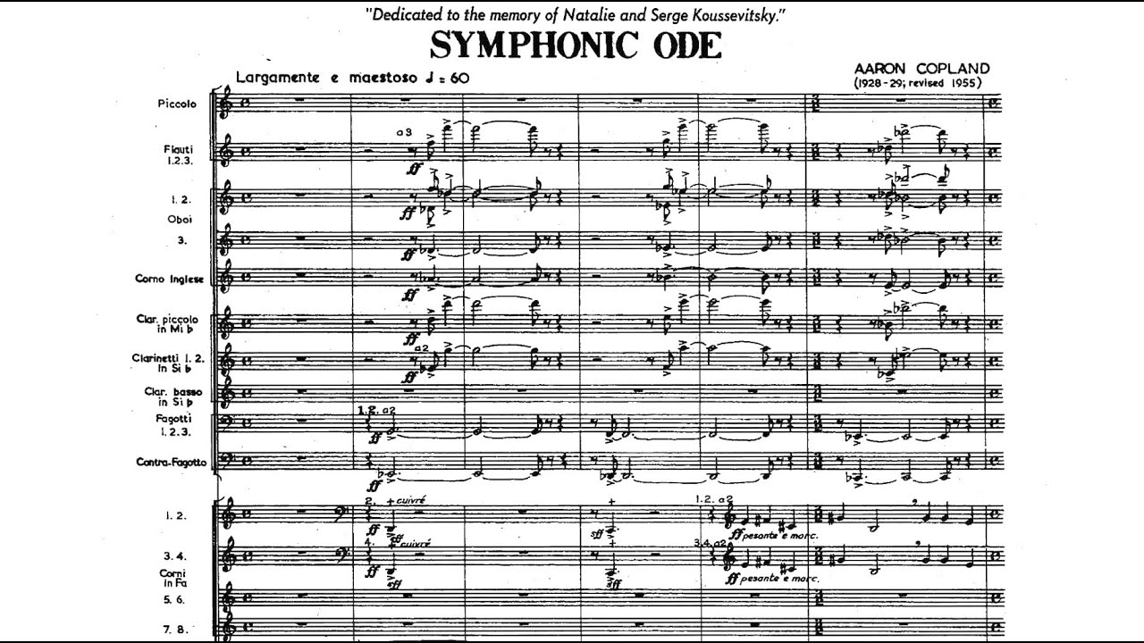 [Score] Copland - Symphonic Ode (1929/1955) for orchestra - YouTube