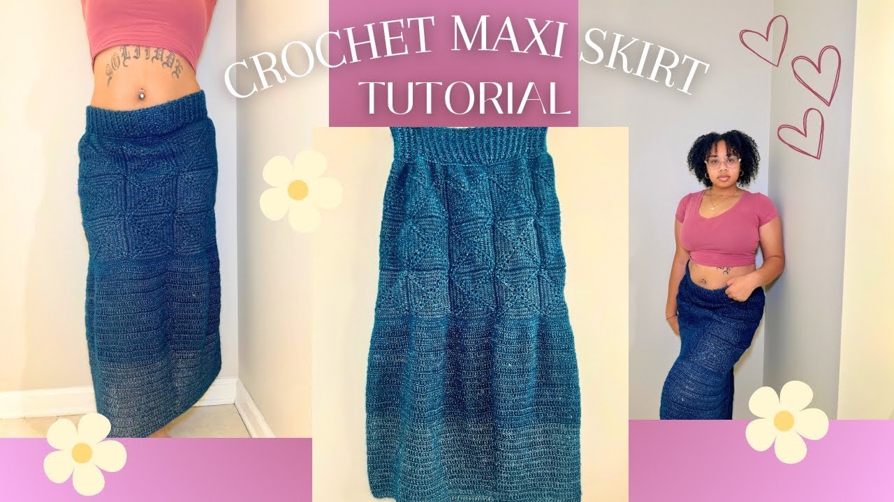 How to Crochet Maxi Skirt Tutorial | Matching set part 1 - YouTube