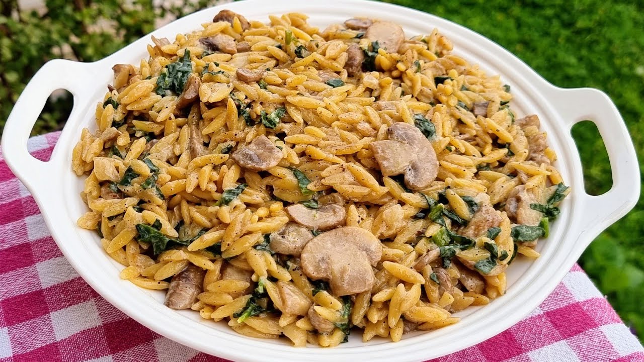 Perfect orzo pilaf with mushroom | Orzo risotto with mushroom | Best ...