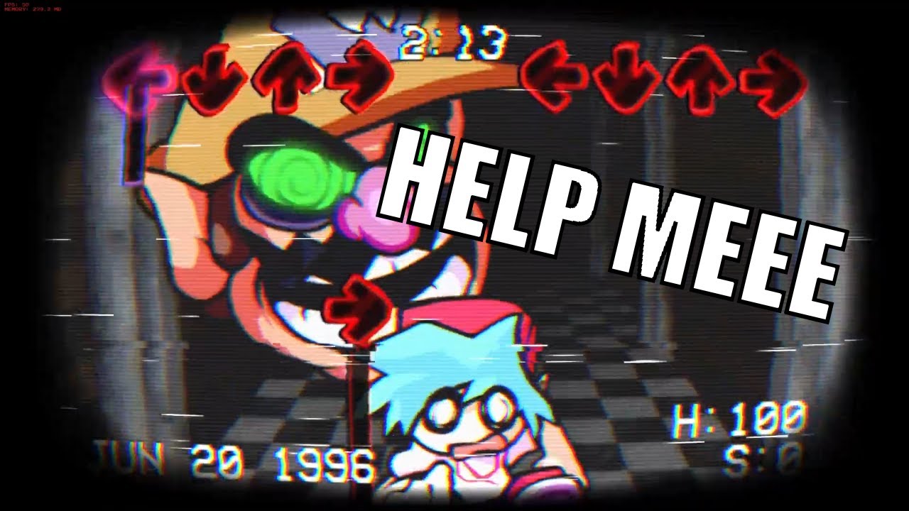 Friday Night Funkin Mario's Madness Boyfriend runs away from a head ...