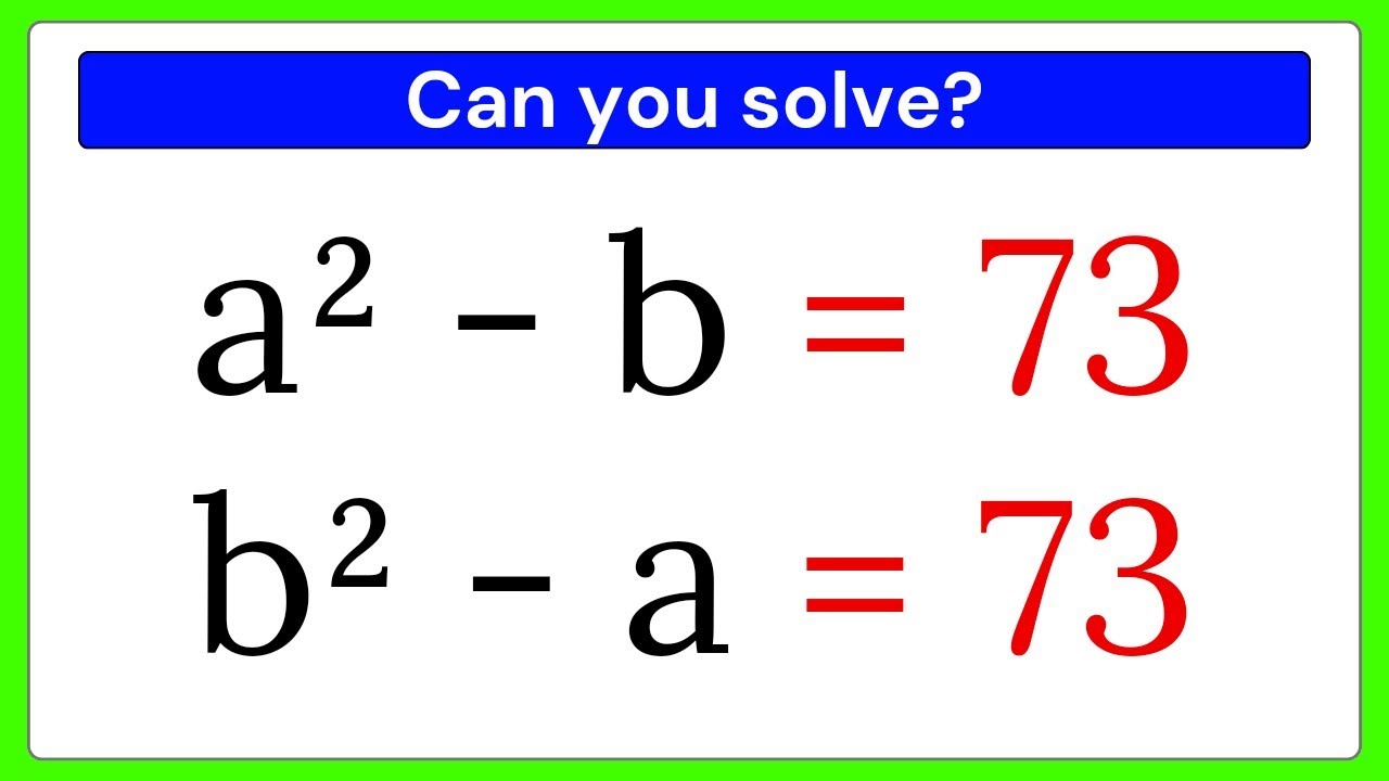 Math Olympiad Algebra Problem | Equation Solving | You should be able ...
