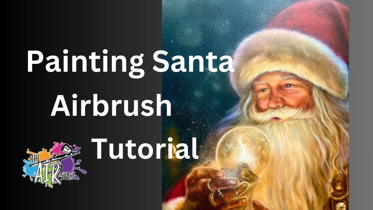 Santa Claus Airbrush painting tutorial using createx colors on canvas ...
