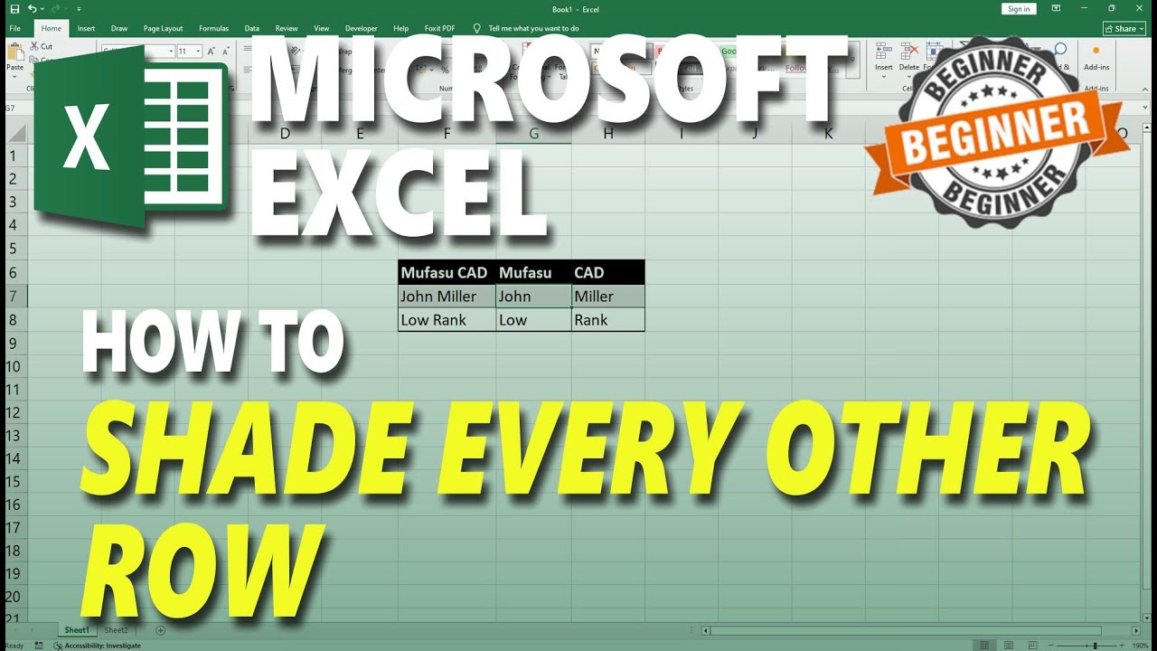 Microsoft Excel How To Shade Every Other Row - YouTube