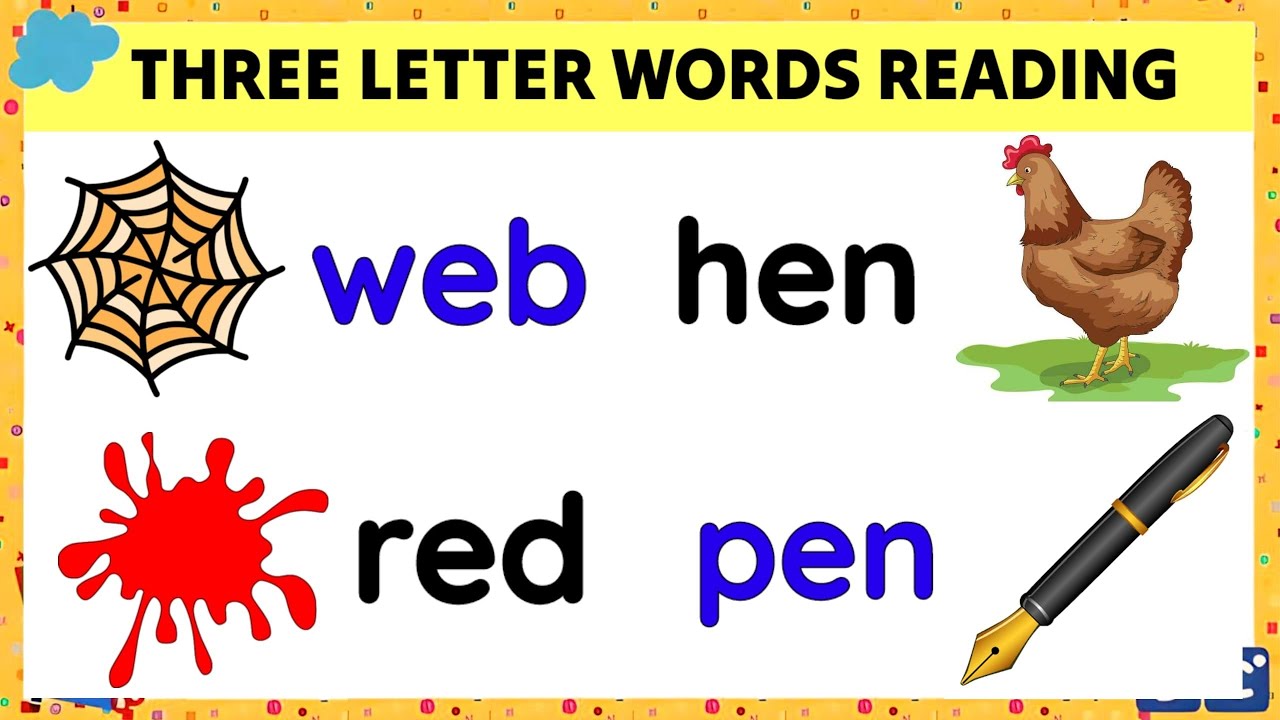 Three letter words | Three letter word reading | Reading for kids | CVC ...