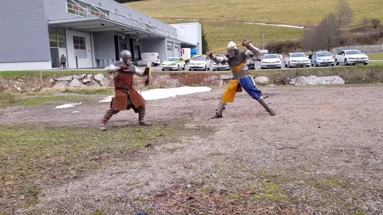 Hema Experimental Sparring in Armour. Using Spear, Arming Sword, Axe and Shield - YouTube