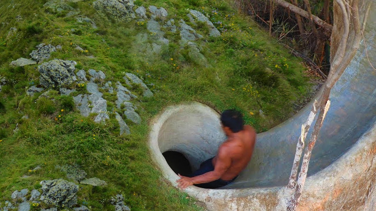 Build Secret Temple Tunnel Underground House And Water Slide To Tunnel ...