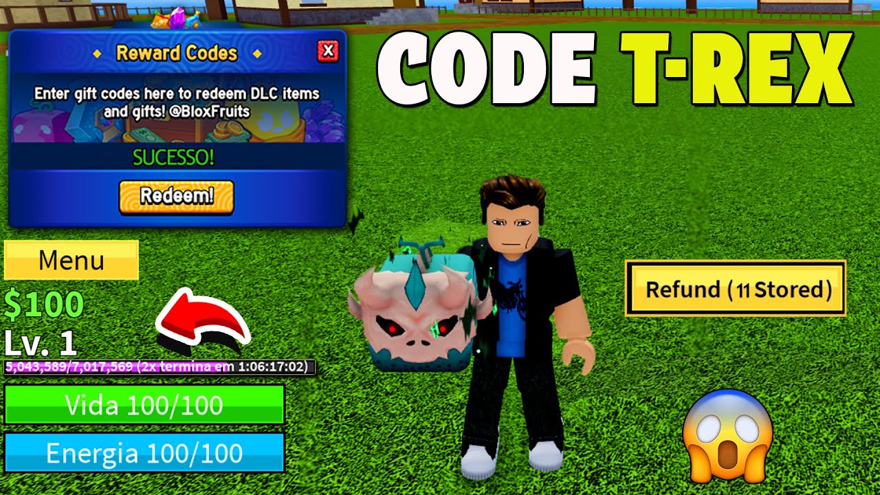 NOVO CÓDIGO DA T-rex + TODOS OS CÓDIGOS DO BLOX FRUITS... - YouTube