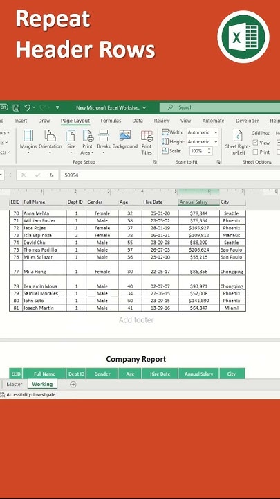 Repeat Table Headers on Every Page in Excel Sheets Easily - YouTube