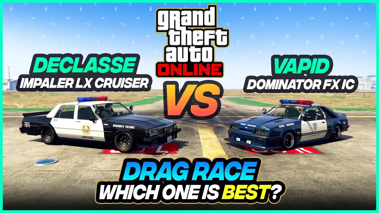 GTA V DLC car Impaler LX Cruiser vs Dominator FX Interceptor Drag race ...