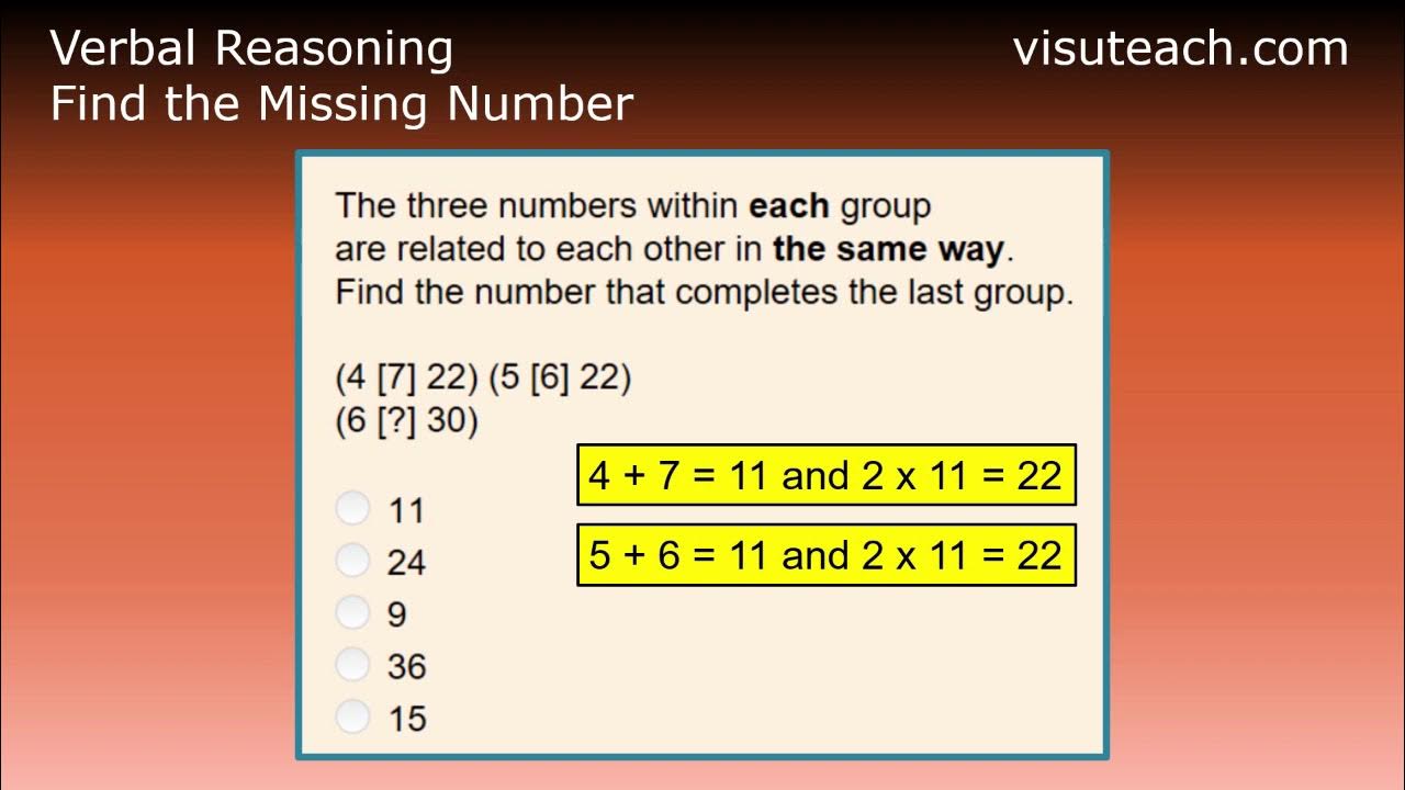 Verbal Reasoning 11+ Find the Missing Number - How to Solve - YouTube