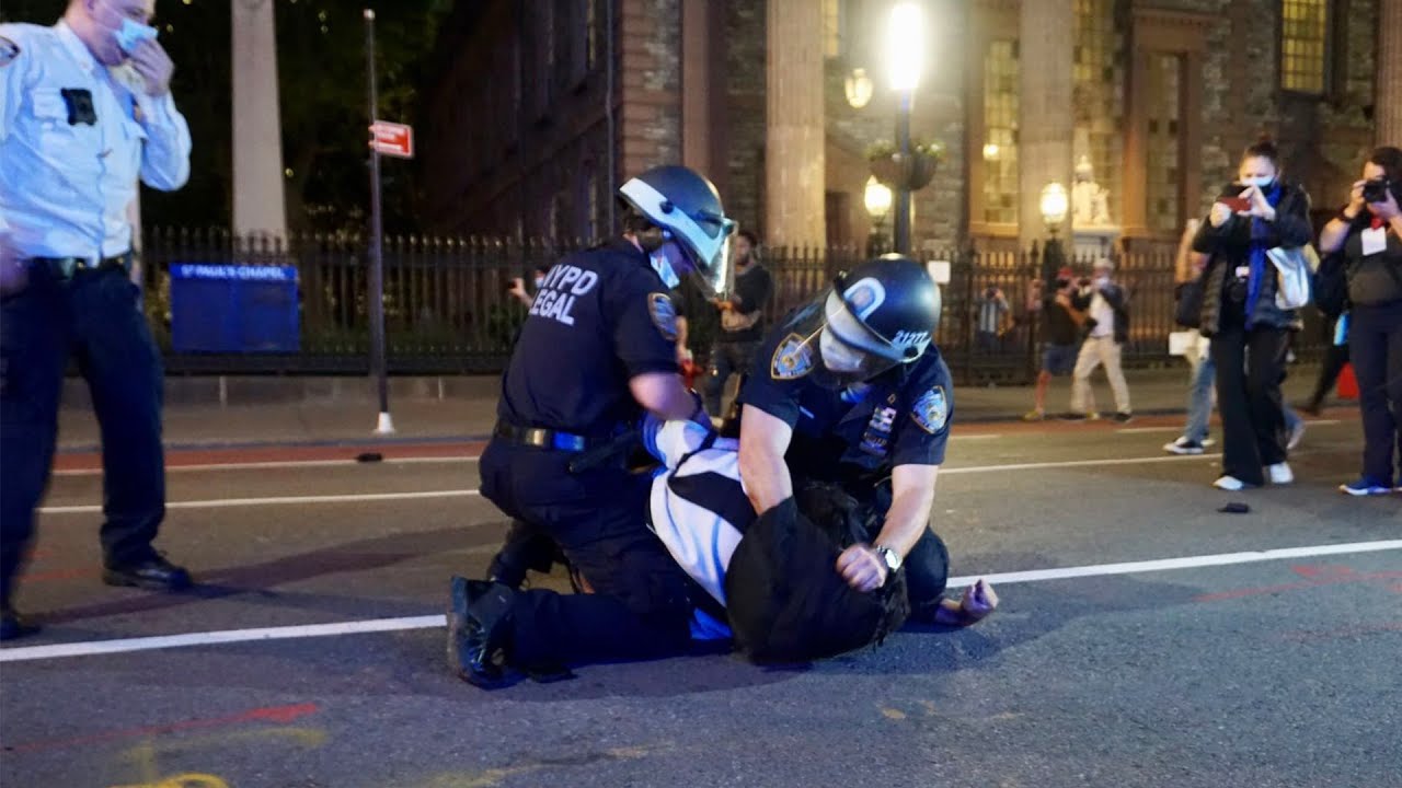 NYPD arrests at least 200 protesters in Tuesday's riots - YouTube