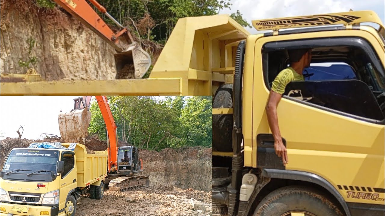 Truck Naik turun gunung Muat Tanah Bukit Dengan Excavator - YouTube