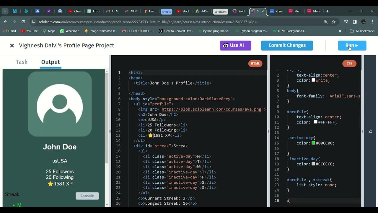 19 Profile Page Project Step 3 Introduction To Css Sololearn Youtube