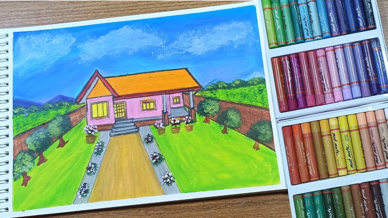 How to draw a scenery of beautiful nature / landscape step by step ...