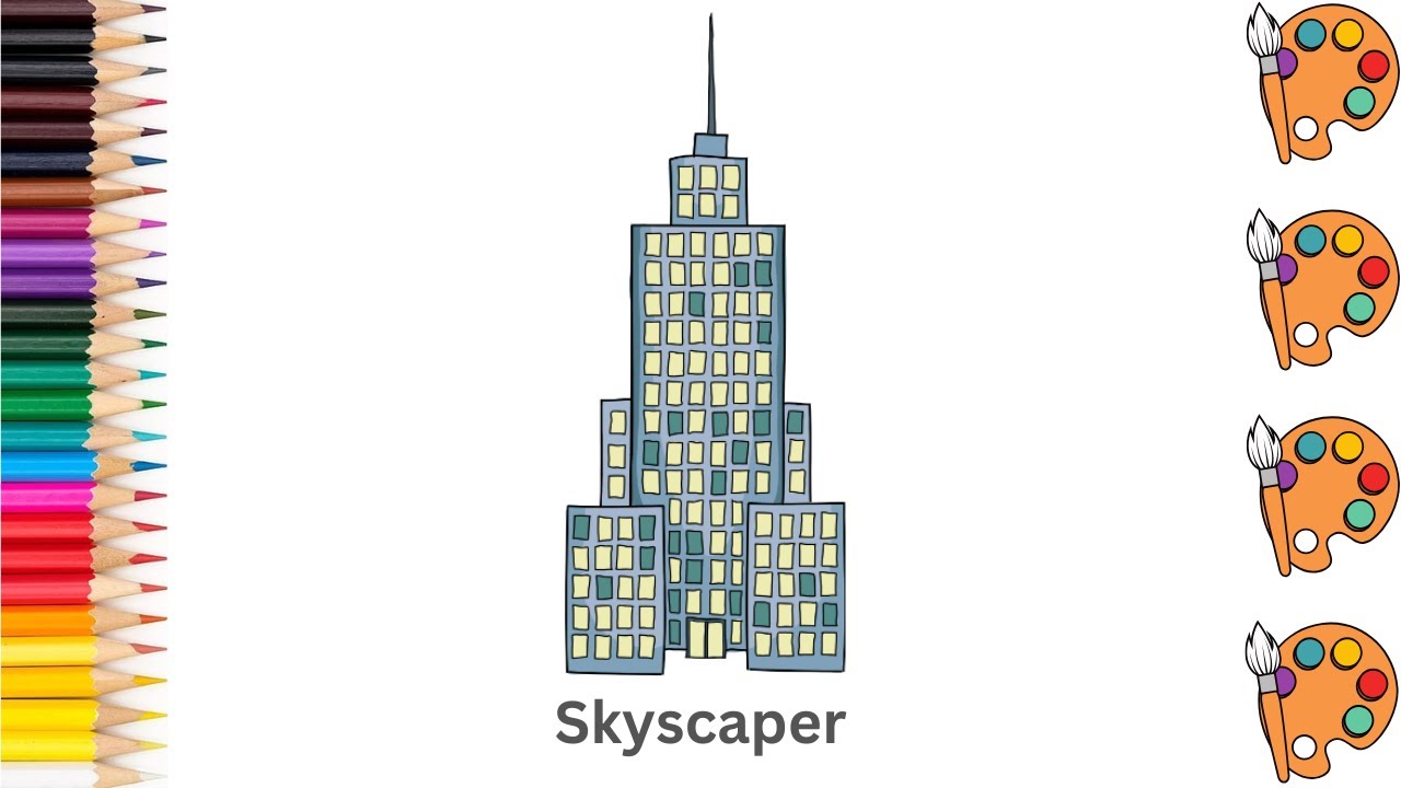 Skyscaper - Sketch Art and Paint | Step by step tutorial | Pencil to ...