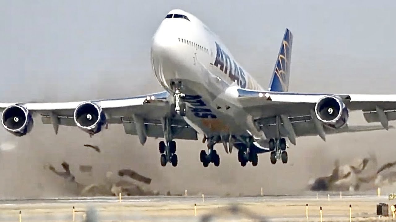 Boeing 747 Destroys The Runway - YouTube