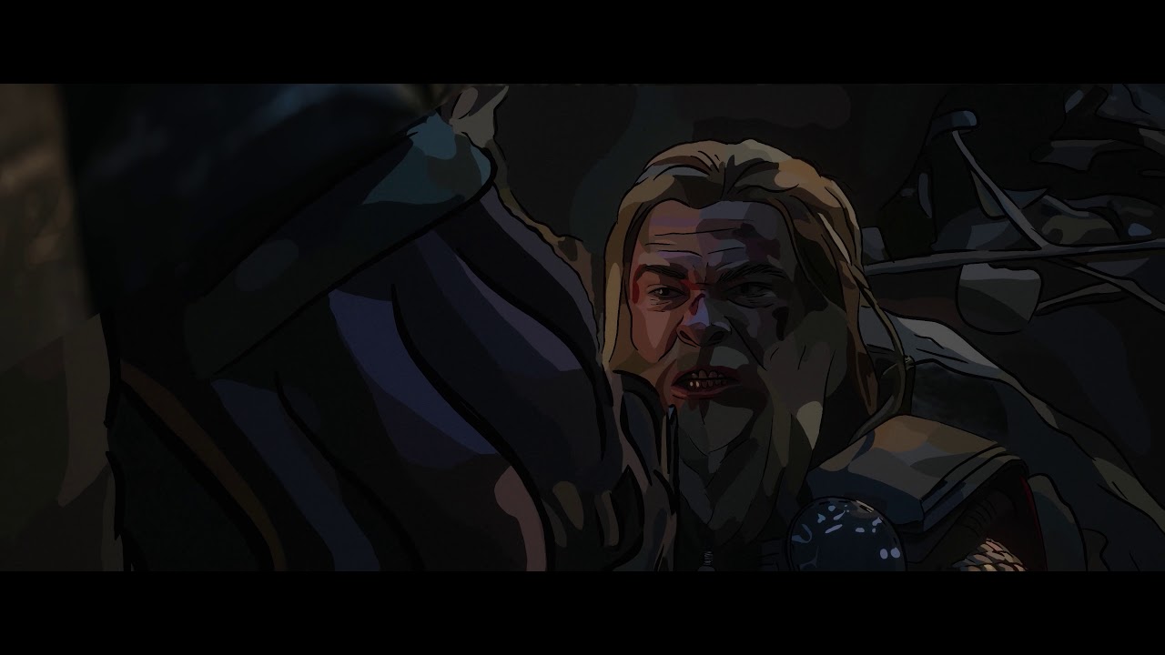 "Avengers: Endgame" in the Style of "A Scanner Darkly"