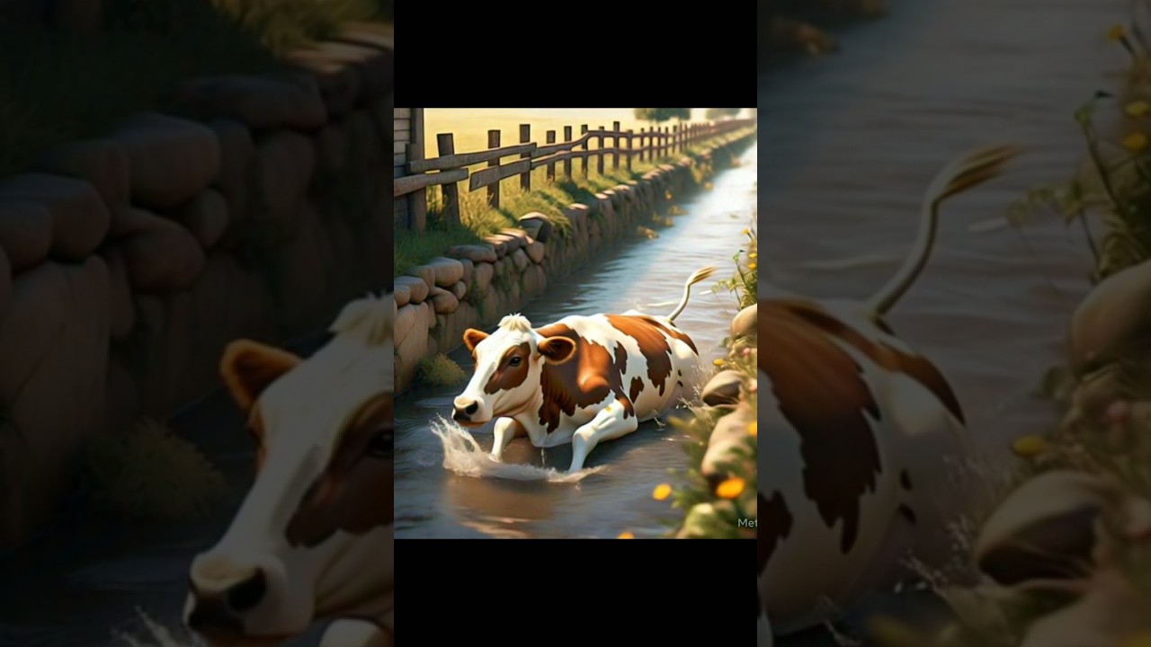 the cow fell into a small pit then #ai #aivideo #kahani #story #animals ...