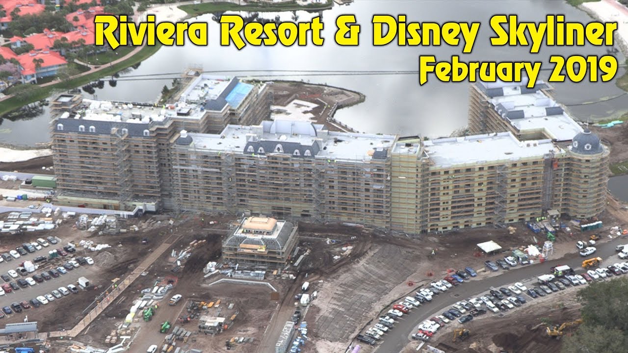 Disney's Riviera Resort and Disney Skyliner Gondolas helicopter aerial ...