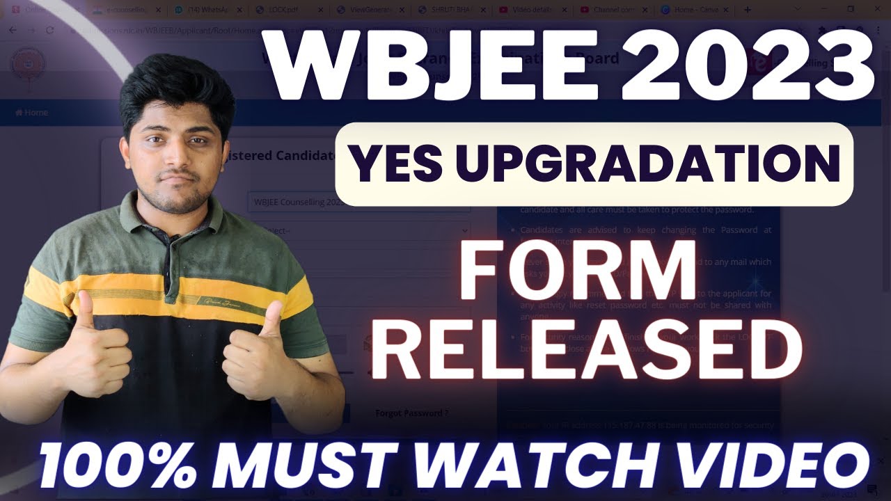 Yes Upgradation Form Released | Round 1 | WBJEE 2025 Counselling - YouTube