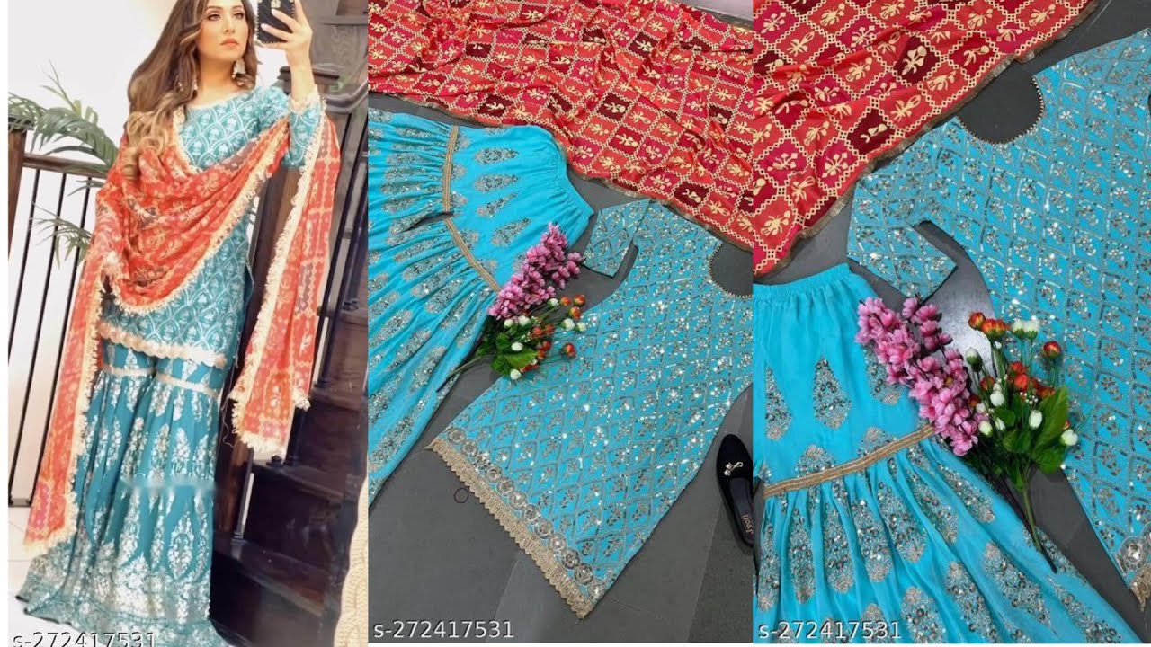 Sharara suits meesho latest trendy suits - YouTube