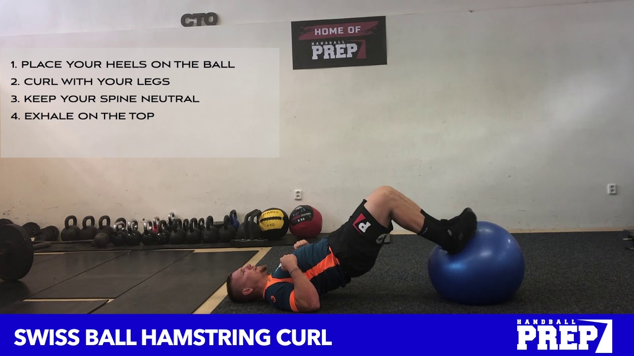 Swiss ball hamstring curl - YouTube