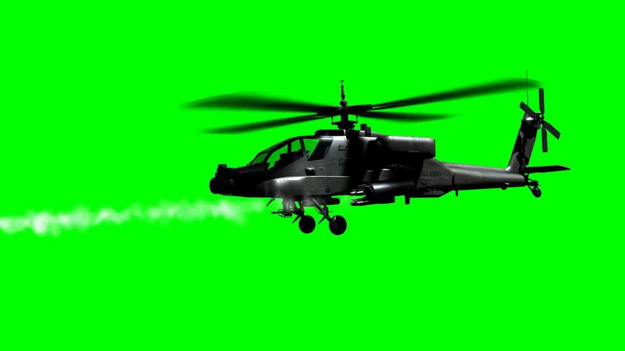 Free green screen Apache helicopter firing missiles - YouTube