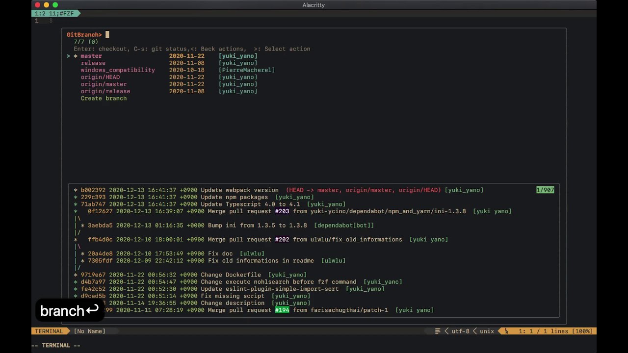 fzf-preview git demo 2 - YouTube