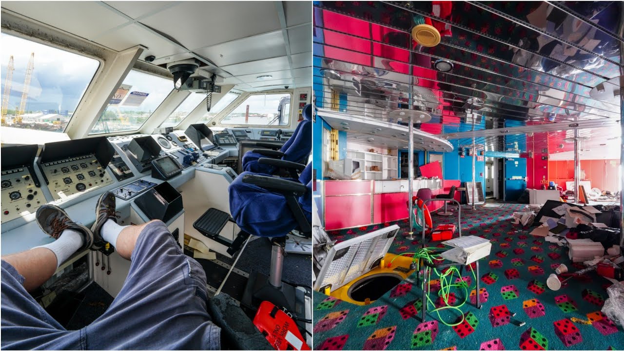 Abandoned Ferry Boat Crazy Captain's Room Permanently Docked - YouTube