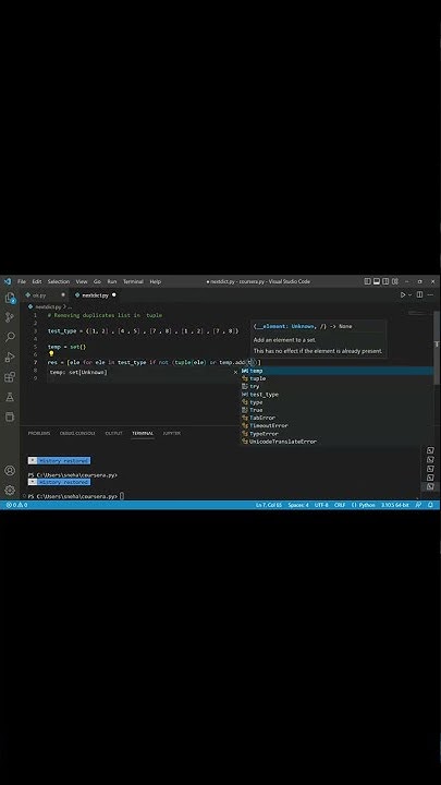 Removing Duplicates List In Tuple In Python Youtube
