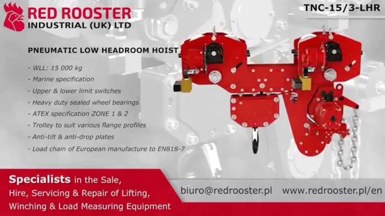 Red Rooster Industrial (UK) Ltd - Pneumatic hoist and trolley 15/3 LHR ...