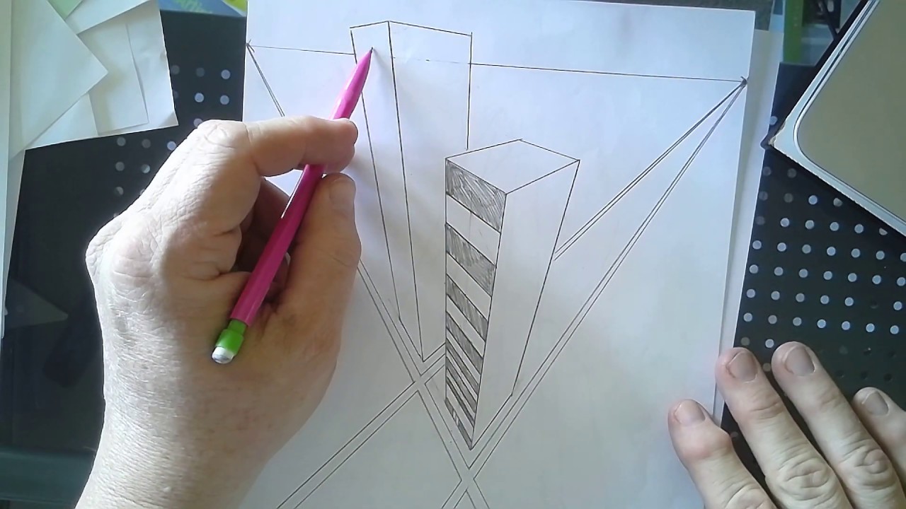 3 point linear perspective. exterior. beginner level - YouTube